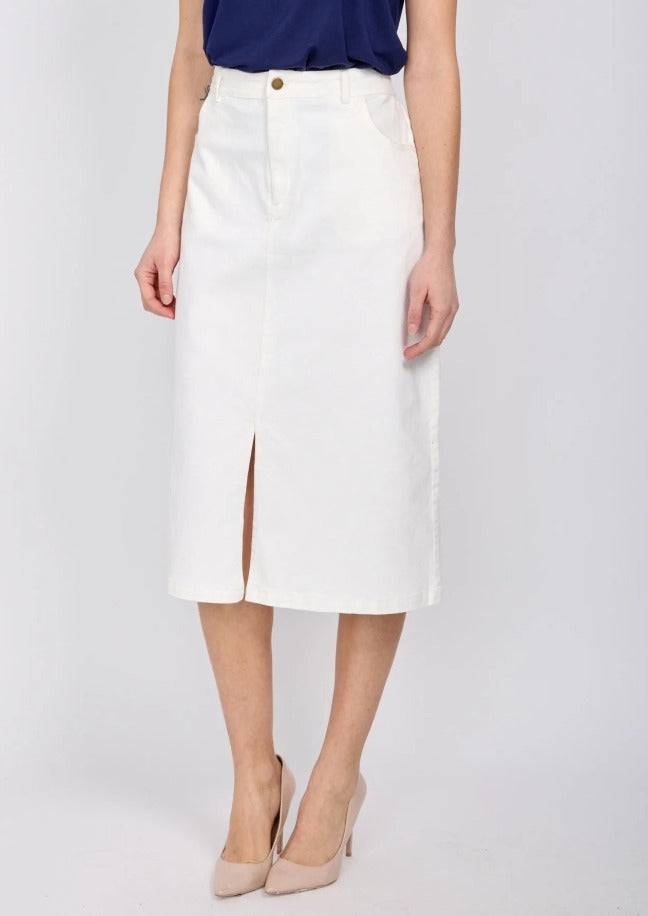 Bria Skirt | White Denim - FINAL SALE – Pick-it-Fence Pembroke